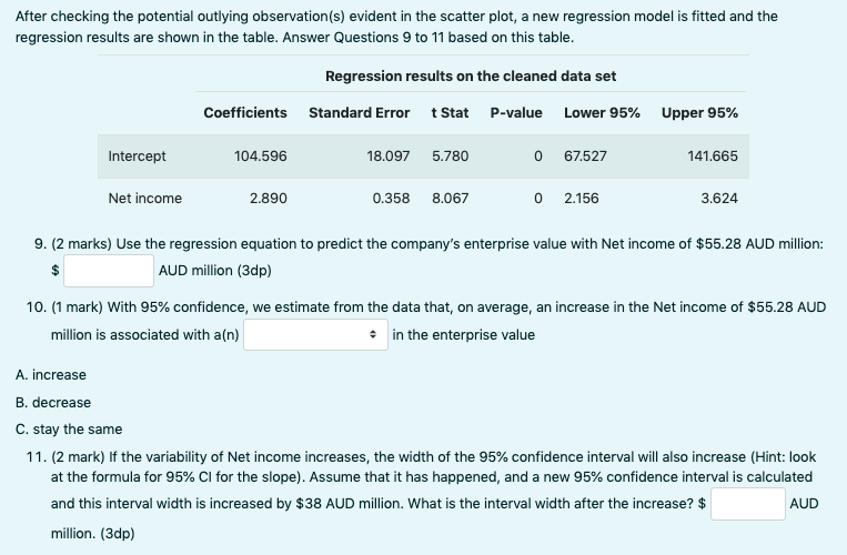Solved 1. (1 mark) The slope of the least squares regression | Chegg.com