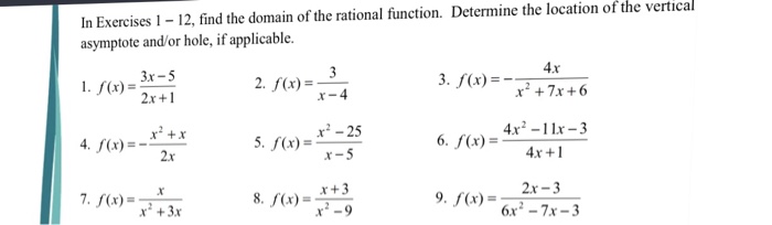 Solved Find the domain of the rational function. Determine | Chegg.com
