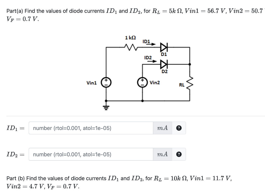 Solved Part(a) Find the values of diode currents ID1 and | Chegg.com