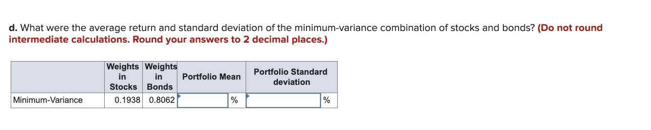 Solved The following table contains the historic returns | Chegg.com