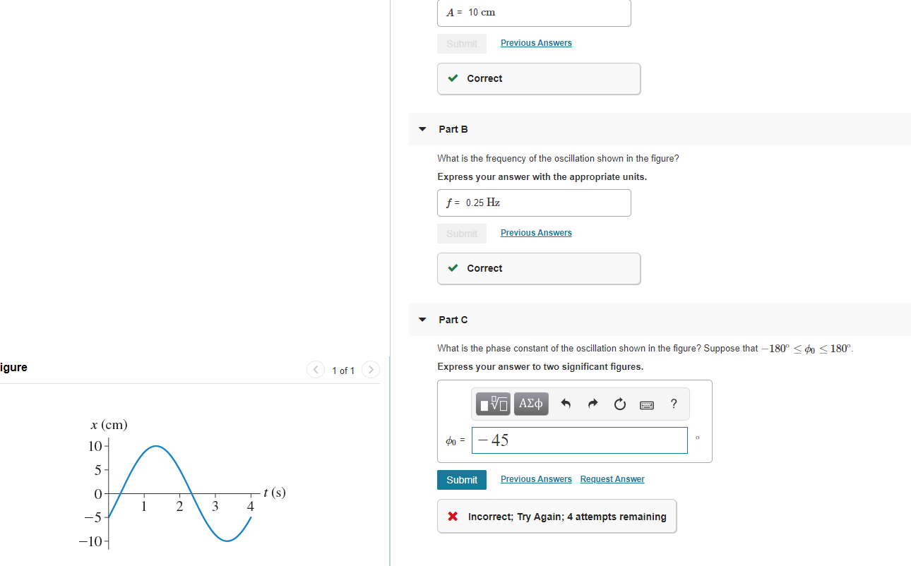 Solved A = 10 cm Submit Previous Answers Correct Part B | Chegg.com