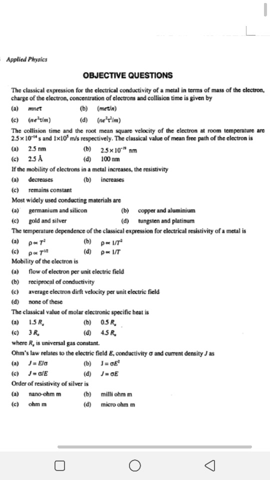 Solved Applied Physics OBJECTIVE QUESTIONS The classical | Chegg.com