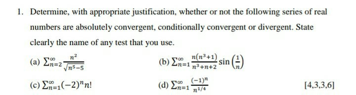 Solved 1. Determine, with appropriate justification, whether | Chegg.com