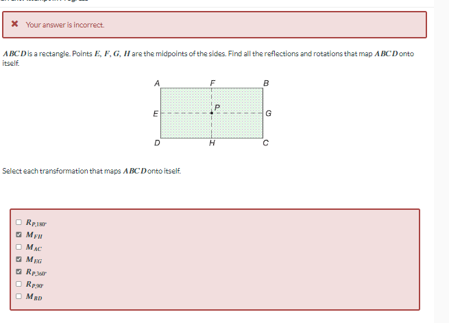 Solved ABCD is a rectangle. Points E,F,G,H are the midpoints | Chegg.com