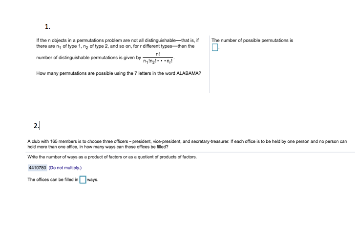 Solved 1. If the n objects in a permutations problem are not | Chegg.com