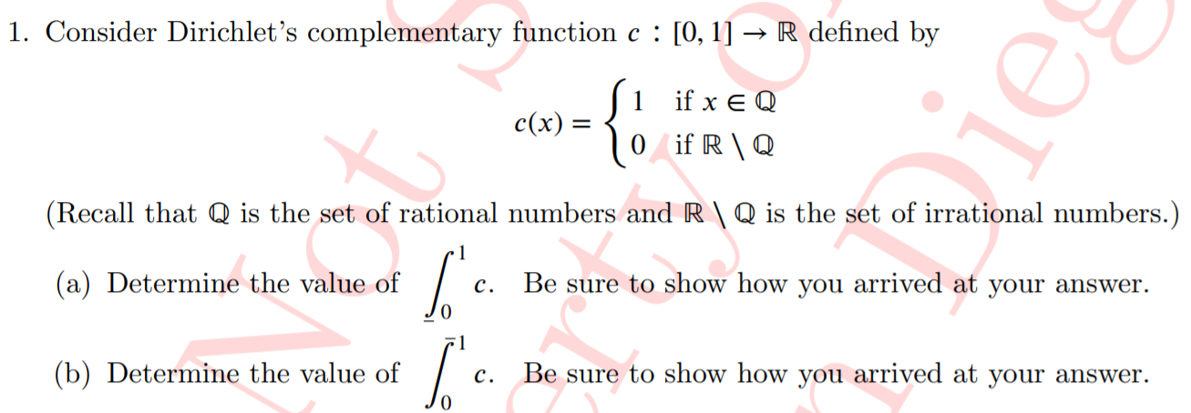 Solved 1. Consider Dirichlet's complementary function c : | Chegg.com