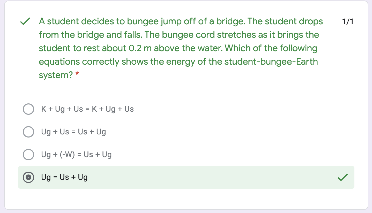 Solved 1/1 A student decides to bungee jump off of a | Chegg.com
