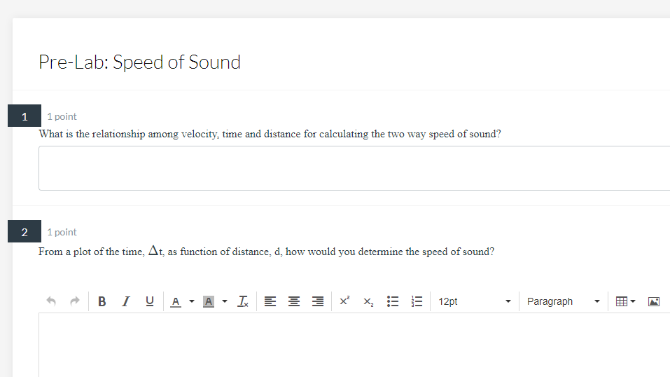 Solved Pre-Lab: Speed of Sound 1 1 point What is the | Chegg.com
