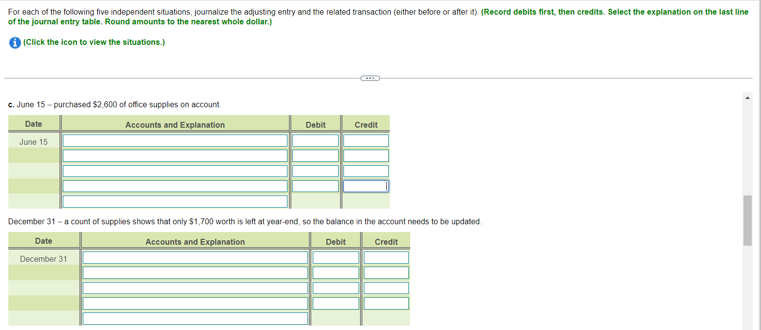 Solved of the journal entry table. Round amounts to the | Chegg.com