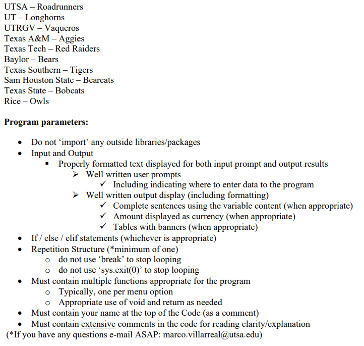 Solved Dictionary basics - Universities and Mascots Write a | Chegg.com