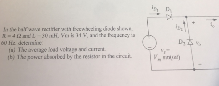 Solved In the half wave rectifier with freewheeling diode | Chegg.com
