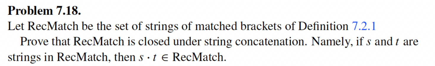 Problem 7.18. Let RecMatch be the set of strings of | Chegg.com