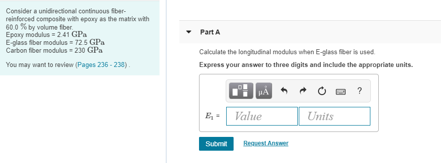 Solved Part B Calculate the transverse modulus when E-glass | Chegg.com