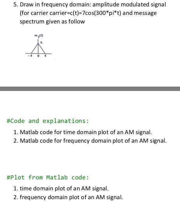 Solved 5. Draw in frequency domain: amplitude modulated | Chegg.com
