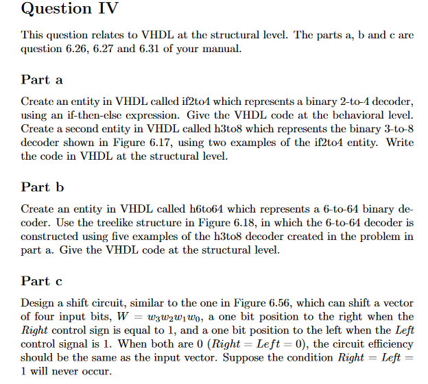 Solved Question IV This question relates to VHDL at the | Chegg.com Solved Question IV This question relates to VHDL at the | Chegg.com