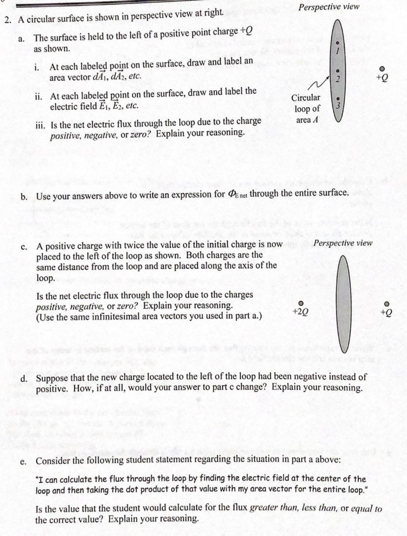 Solved 2. A circular surface is shown in perspective view at | Chegg.com