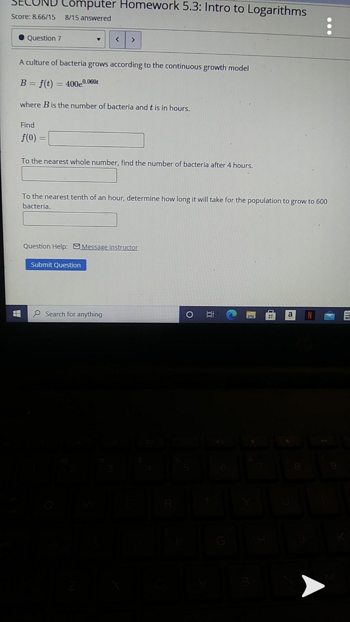 Solved Computer Homework 5.3: Intro to Logarithms Score: | Chegg.com