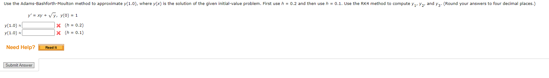 Solved Use the Adams-Bashforth-Moulton method to approximate | Chegg.com
