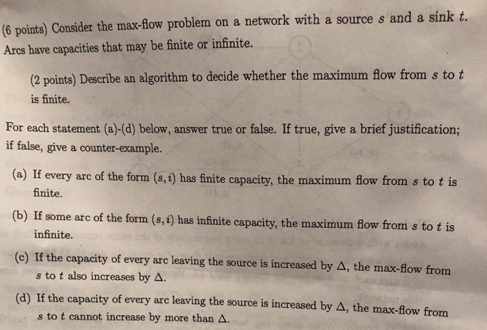 Solved (6 points) Consider the max-flow problem on a network | Chegg.com