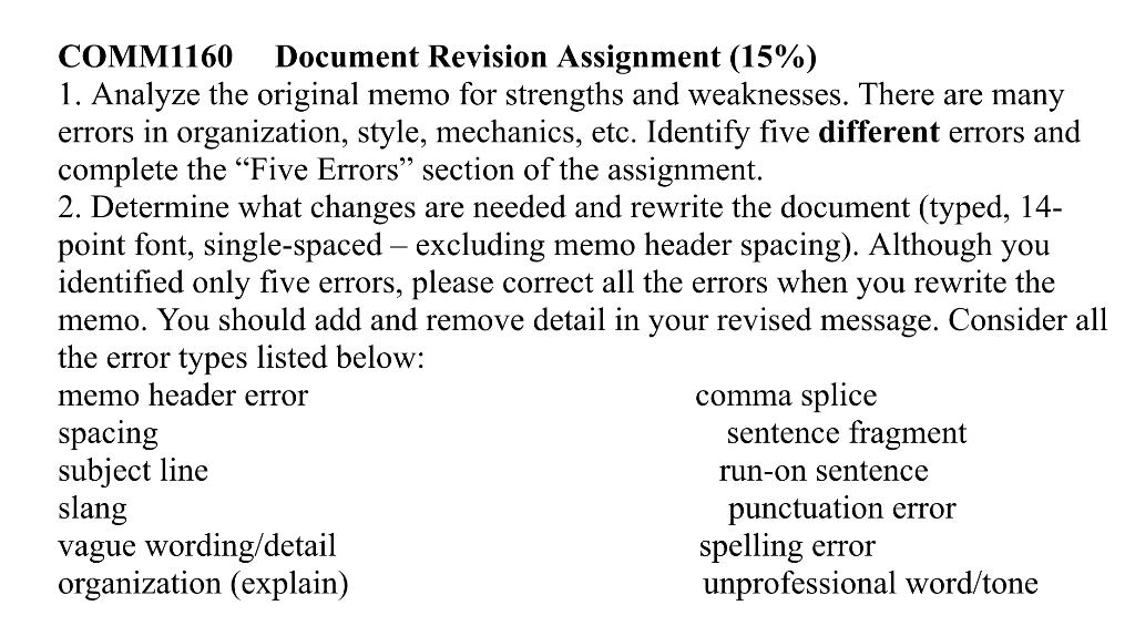 Solved I need help with finding the five errors that occur | Chegg.com