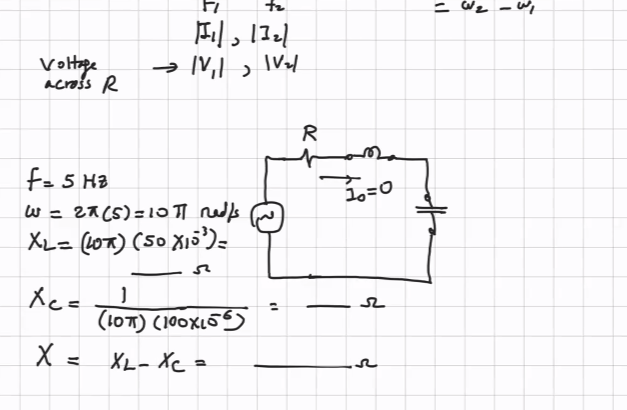 Solved 1) XL=ωL 2) Xc=wc1 z~=R+jxL−jxc=R+j(xL−xC)=Ω | Chegg.com