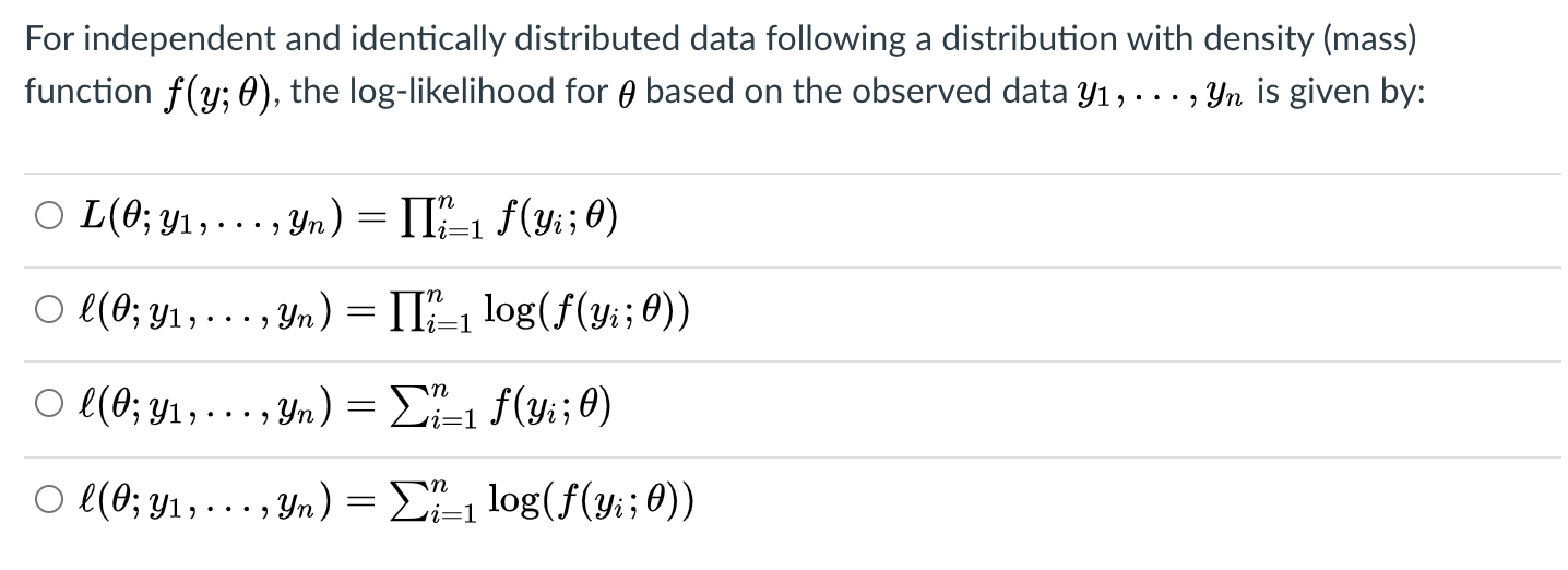 Solved For independent and identically distributed data | Chegg.com