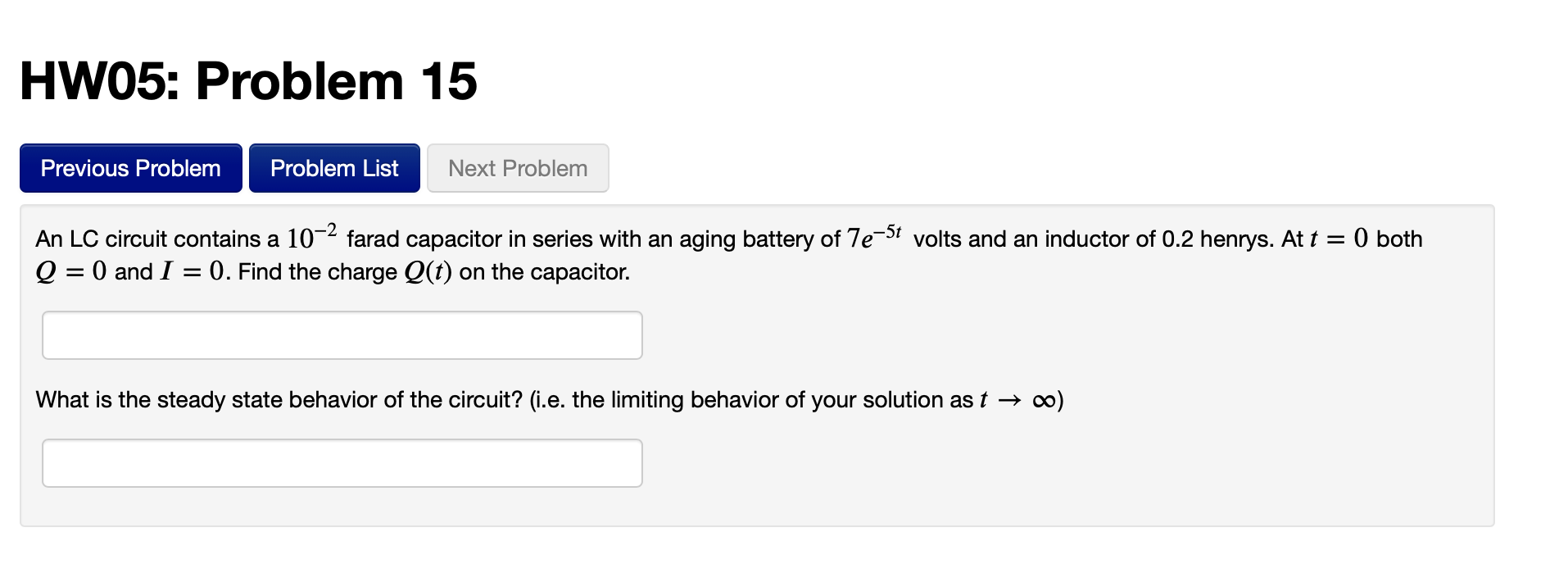 Solved HWO5: Problem 15 Previous Problem Problem List Next | Chegg.com