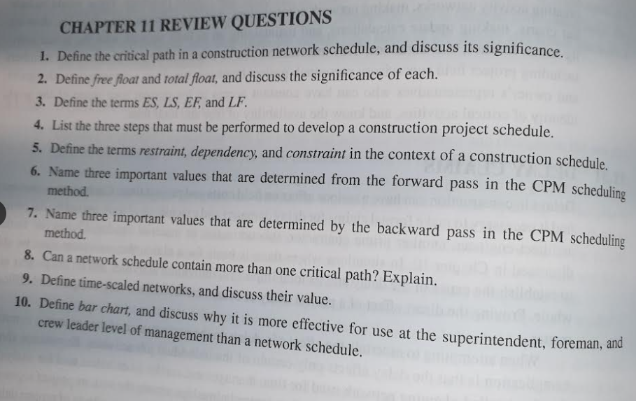 Solved CHAPTER 11 REVIEW QUESTIONS 1. Define the critical | Chegg.com