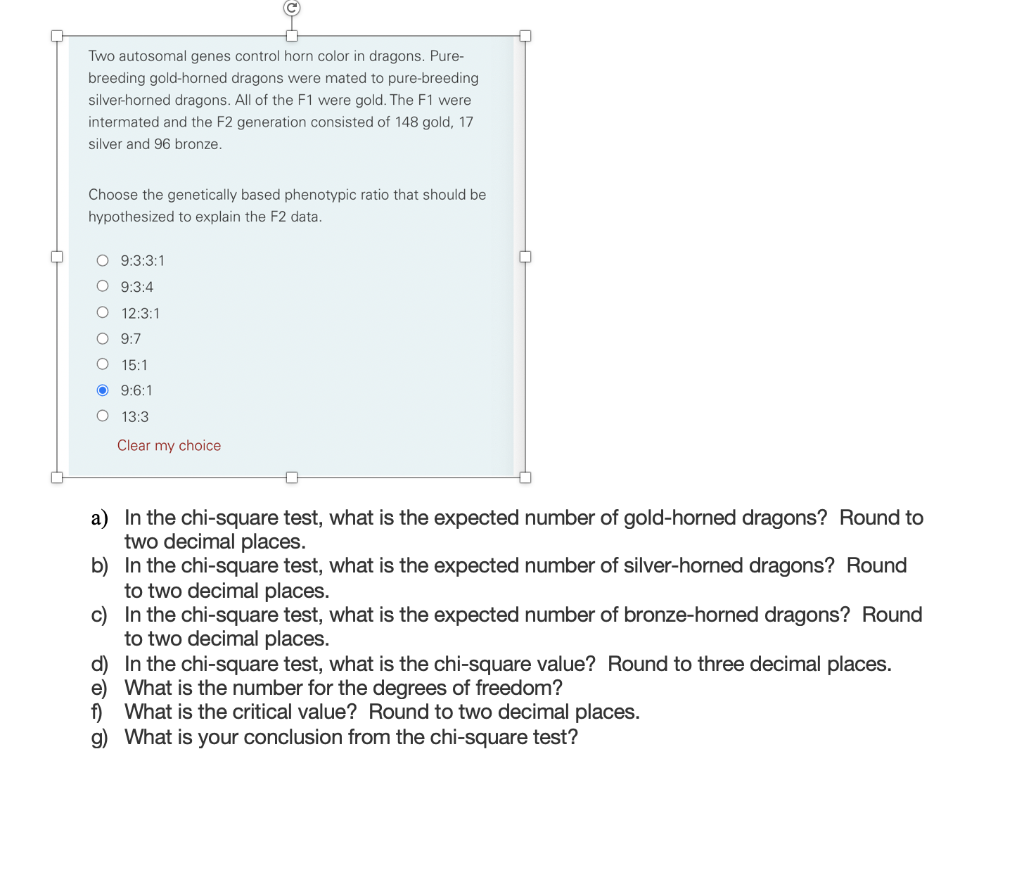 Solved Two autosomal genes control horn color in dragons. | Chegg.com