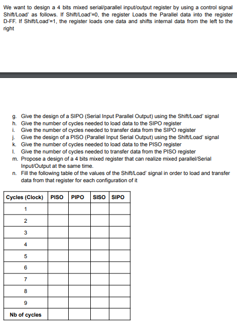 We Want To Design A 4 Bits Mixed Serialparallel