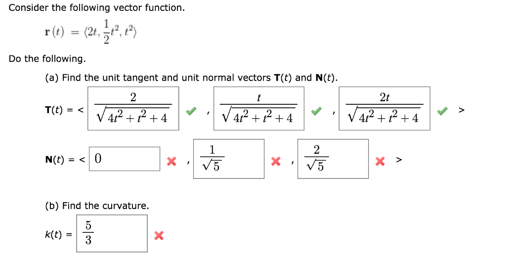 Solved Consider The Following Vector Function R T
