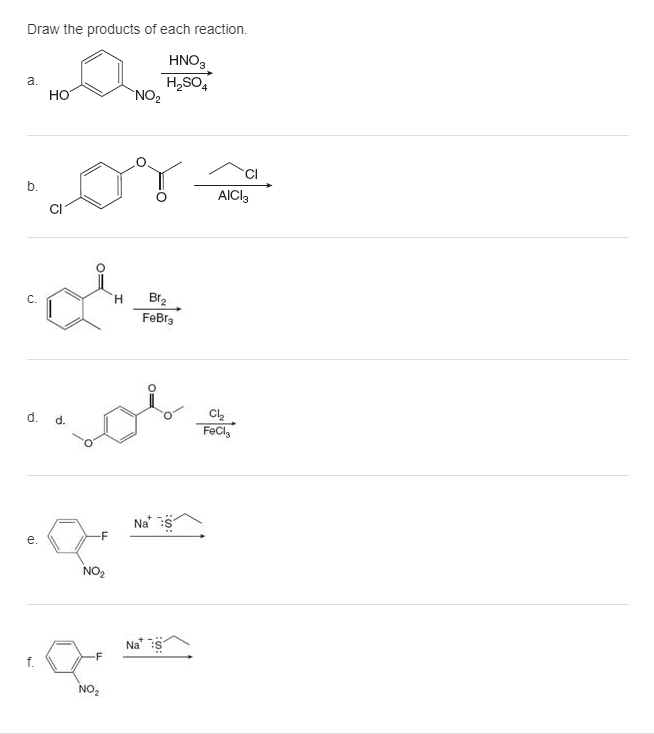 Solved Draw the products of each reaction. HNO3 H2SO4 a. HO | Chegg.com