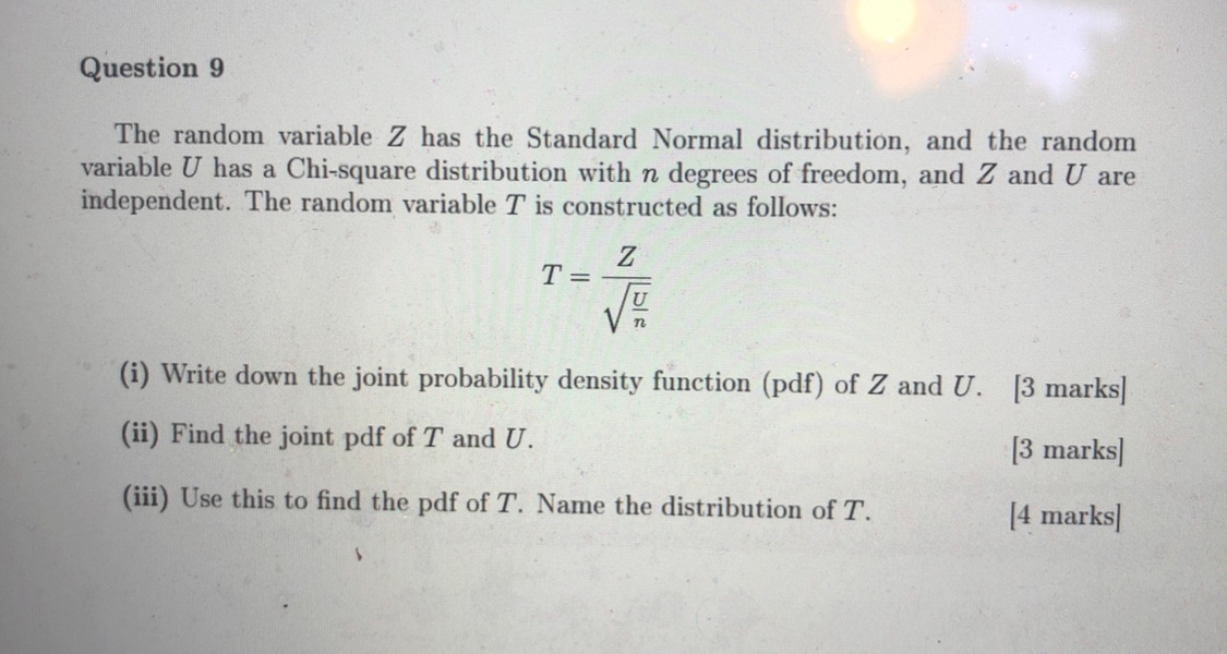 Solved Question 9 The random variable Z has the Standard | Chegg.com