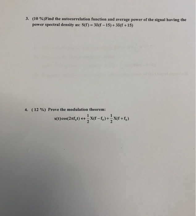 Solved (10 %)Find the autocorrelation function and average | Chegg.com