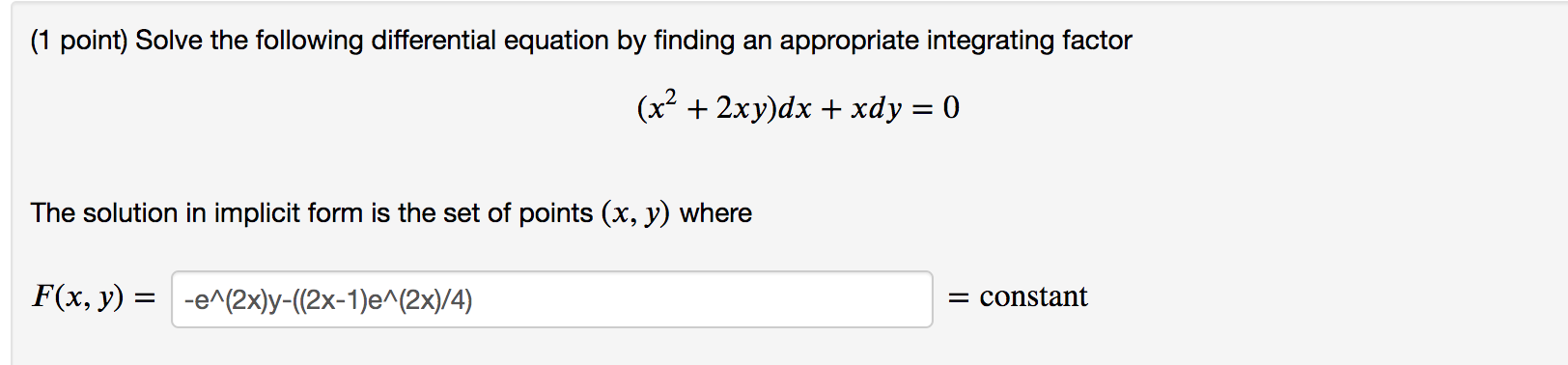 Solved (1 point) Solve the following differential equation | Chegg.com