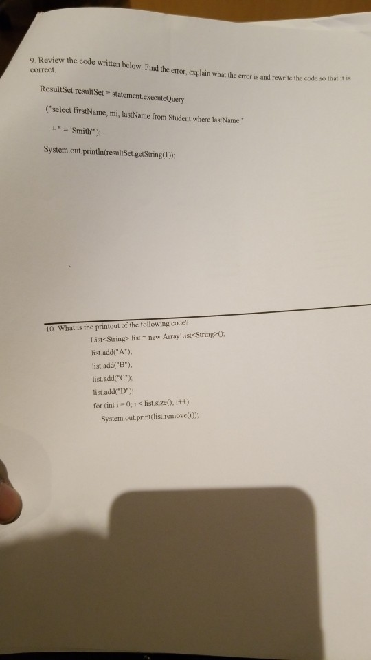 Solved 9,. Review the code writen below. Find the cror, | Chegg.com
