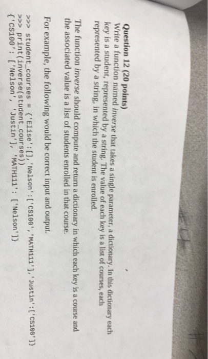 Solved Question 12 20 Points Write A Function Named 2577