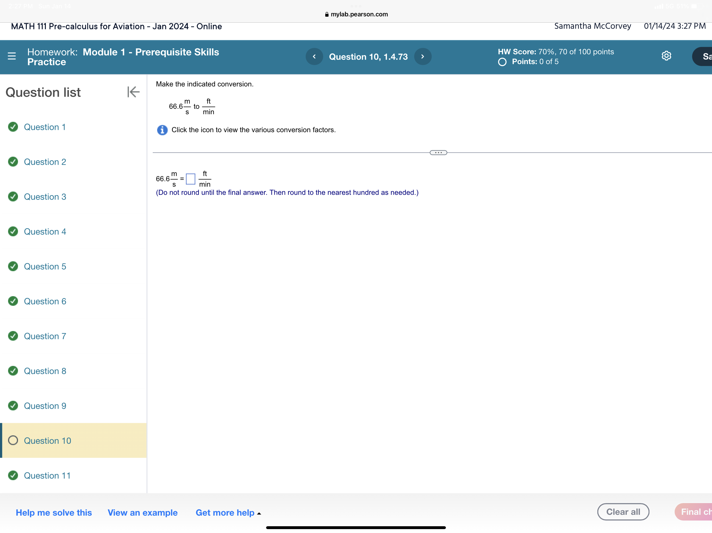 Solved Make the indicated conversion.66.6ms to ftmin(i) | Chegg.com