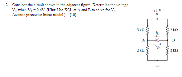 Solved 2. Consider the circuit shown in the adjacent figure: | Chegg.com