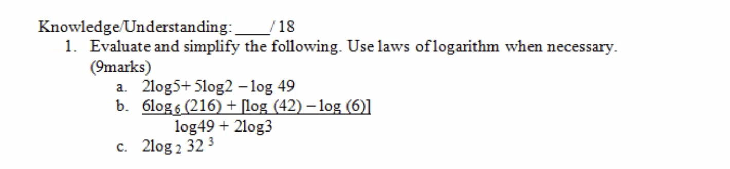 Solved Knowledge/Understanding: / 18 1. Evaluate and | Chegg.com
