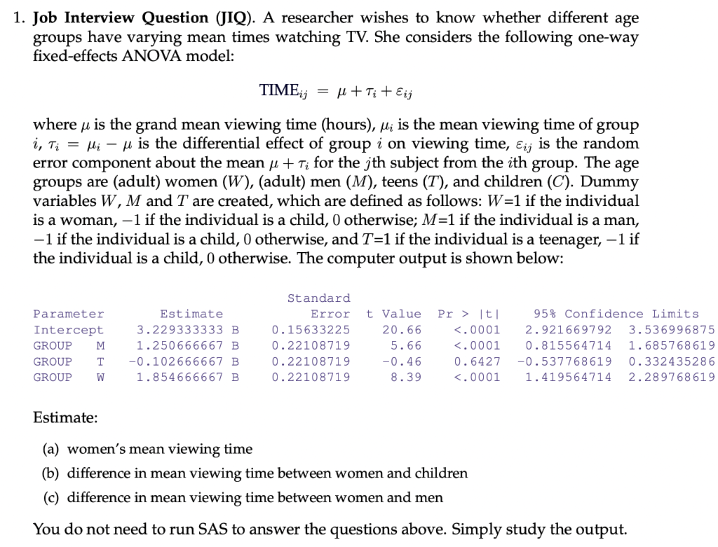 Solved Job Interview Question (JIQ). A researcher wishes to | Chegg.com