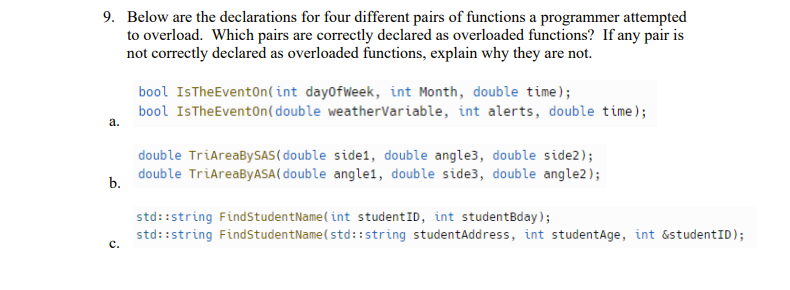 Solved 9. Below are the declarations for four different | Chegg.com