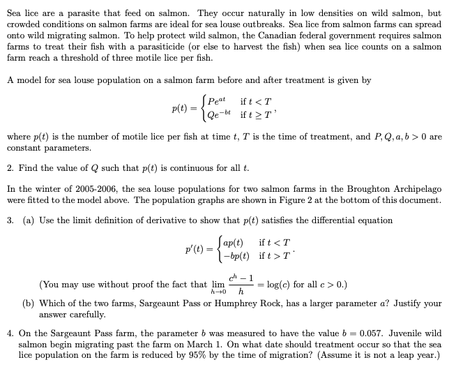 Solved Sea lice are a parasite that feed on salmon. They | Chegg.com