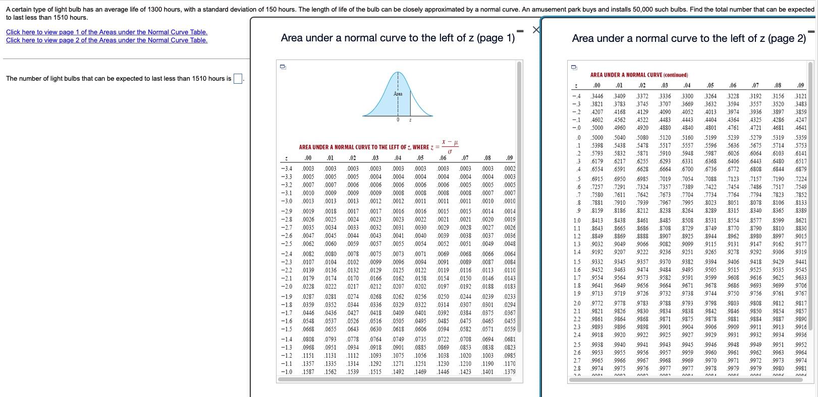 Solved Click here to view page 1 of the Areas under the | Chegg.com