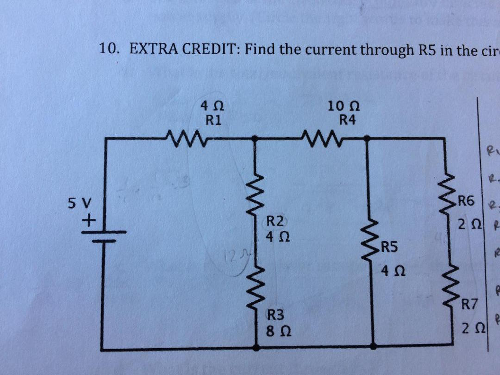 Solved Find the current through R5 in the circuit below. | Chegg.com
