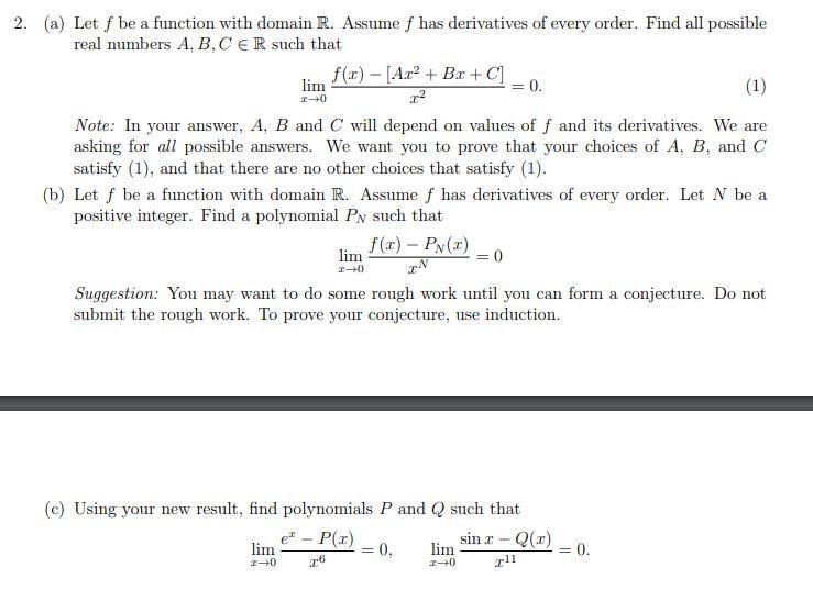 Solved 2. (a) Let f be a function with domain R. Assume f | Chegg.com