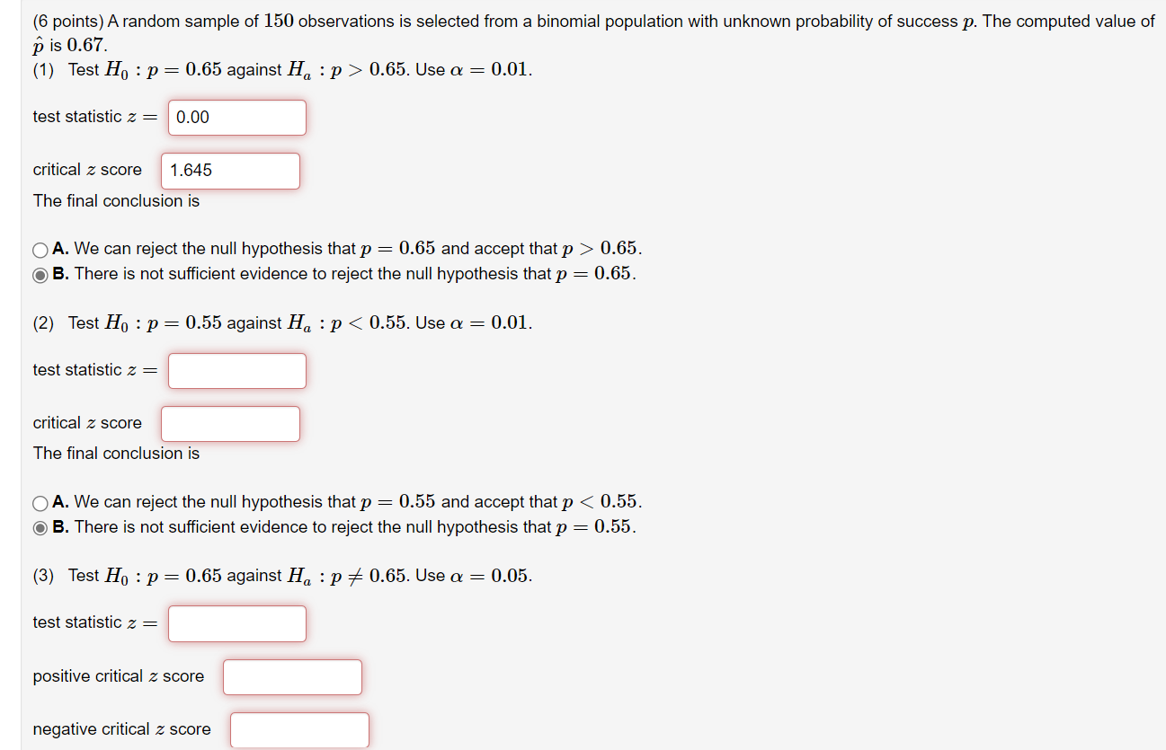 Solved (6 points) A random sample of 150 observations is | Chegg.com
