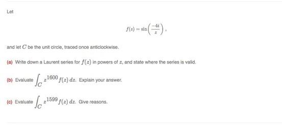 Solved Let f(a)=sin(** and let C be the unit circle, traced | Chegg.com