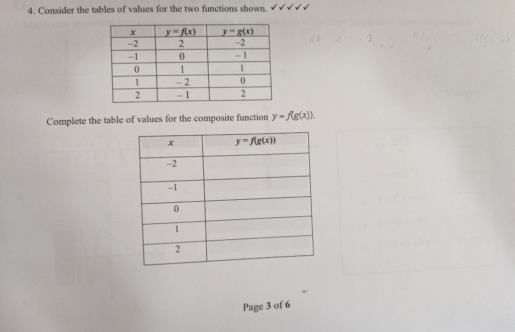 Solved 4. Consider the tables of values for the two | Chegg.com