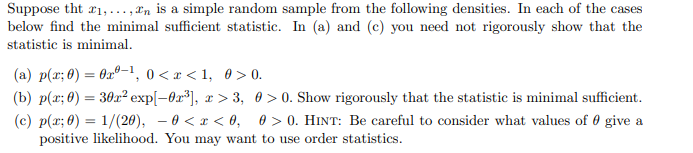 Solved Suppose tht x1,dots,xn ﻿is a simple random sample | Chegg.com